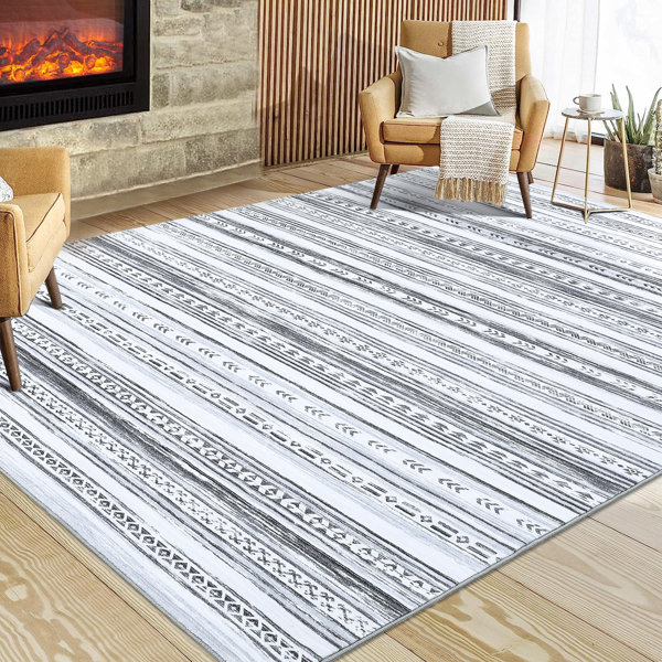 Union Rustic Tapis de sol moelleux et rayé à rayures pour l'intérieur Boho - Wayfair Canada